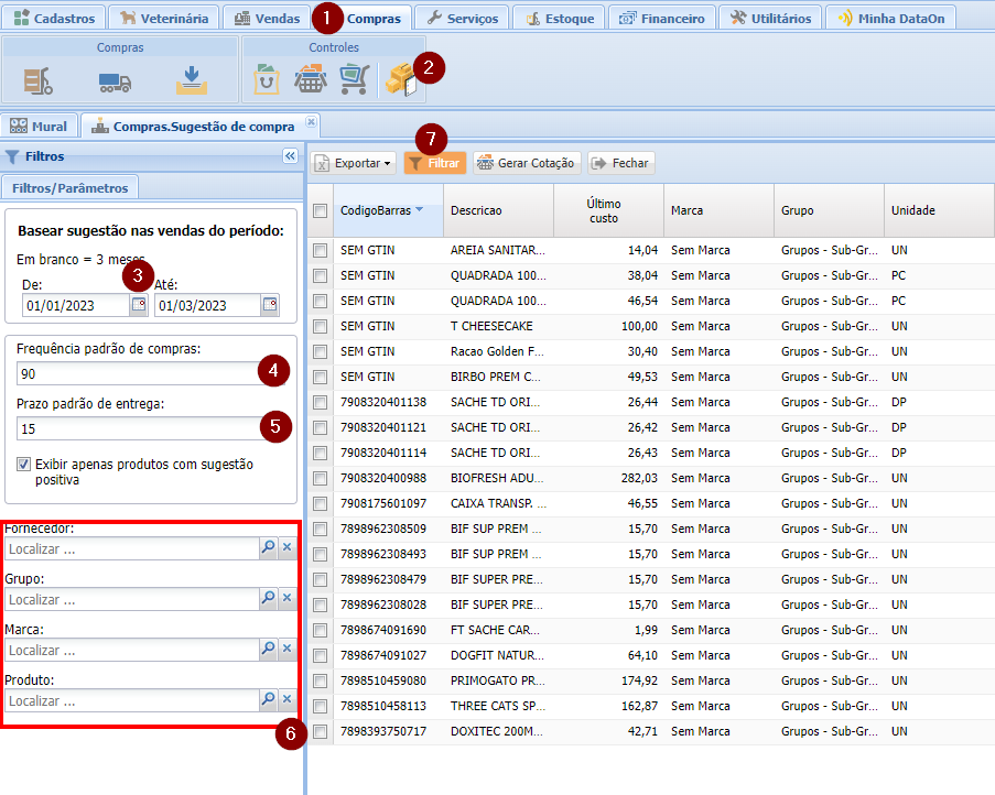Como utilizar sugestão de compra - DataOn Sistemas